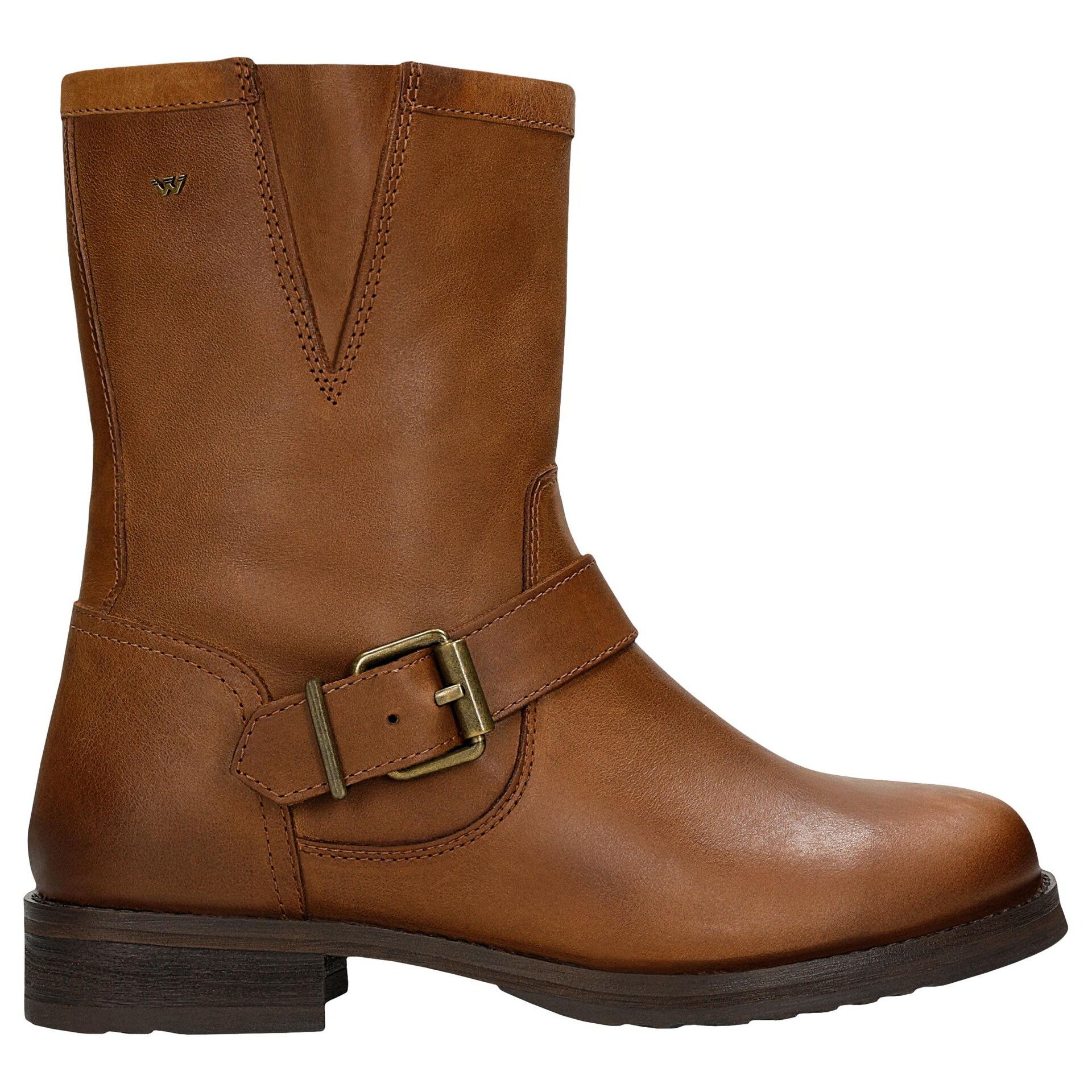 Jasnobrązowe botki zapinane na zamek z ozdobną klamerką 55281-53 ...