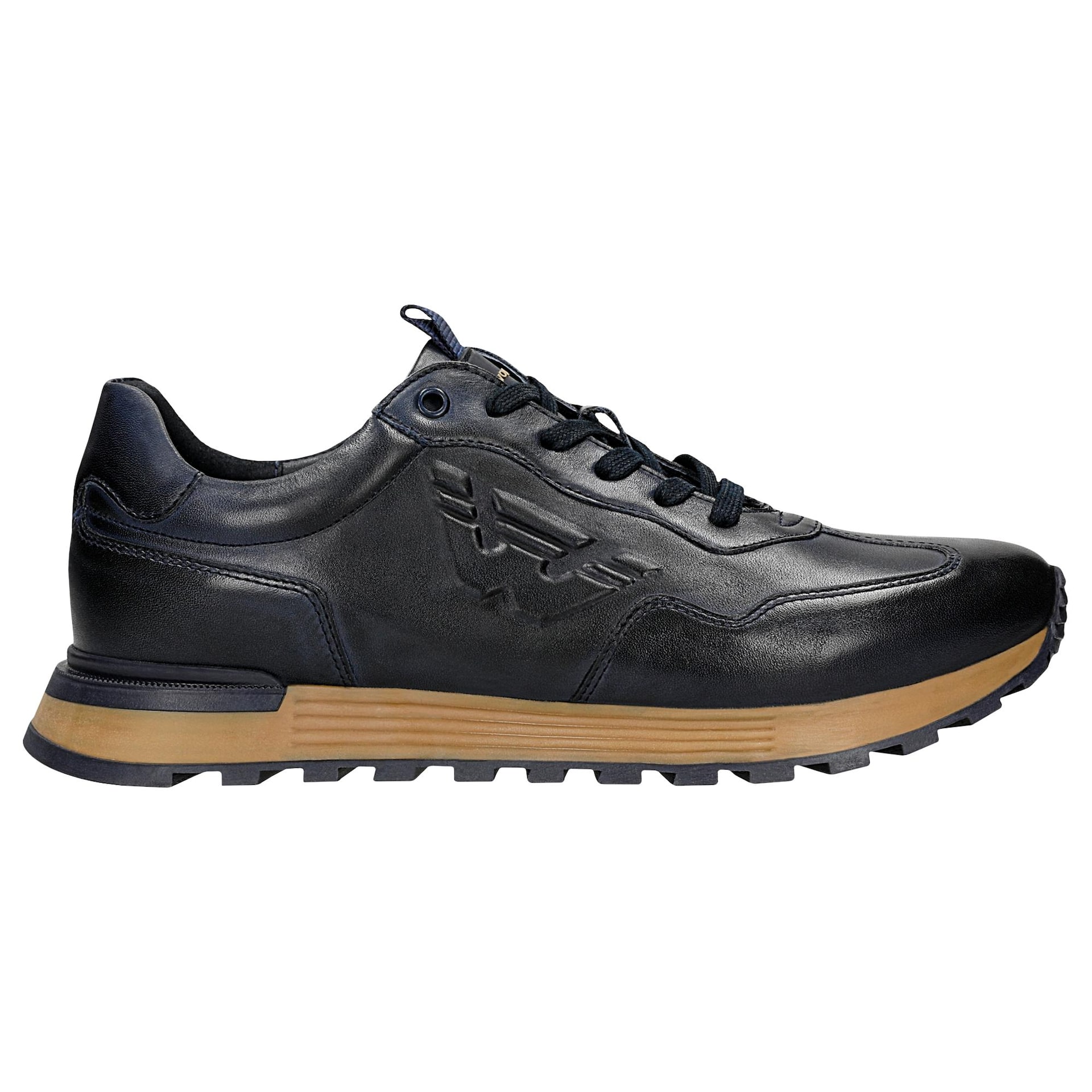 Navy blue men's sneakers with embossed logo 10201-56 | Wojas.co.uk ...